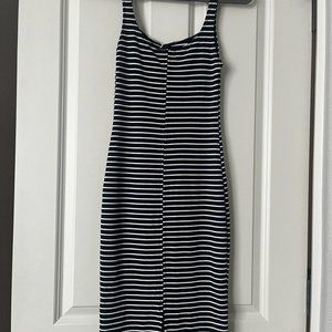 Zara | Dresses | Zara Navy And White Stripe Bodycon Midi Dress Xs ...